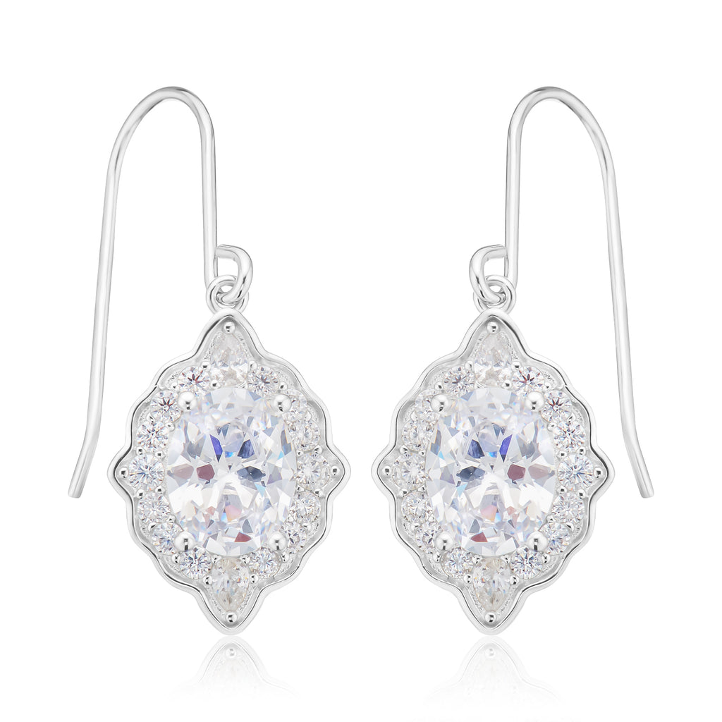 Sterling Silver White Cubic Zirconia Drop Earrings – Zamels