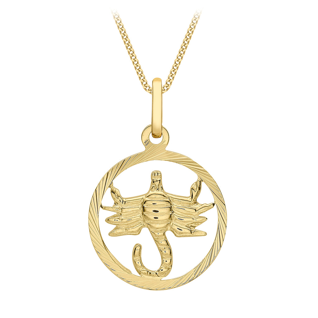 9ct Yellow Gold Scorpio Zodiac Pendant – Zamels