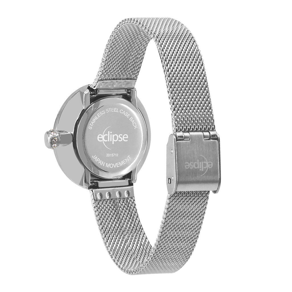 Eclipse Stainless Steel Round Pink Dial Silver Band Watch – Zamels