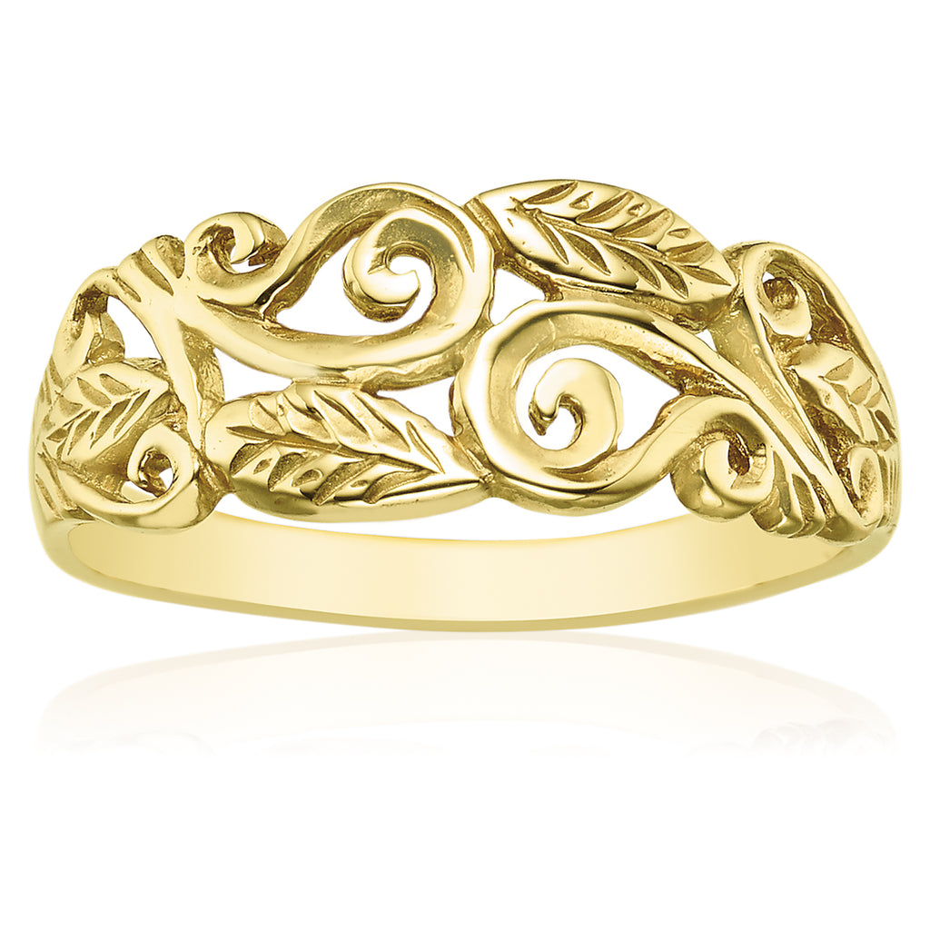 9ct Yellow Gold Leaf Design Ring – Zamels