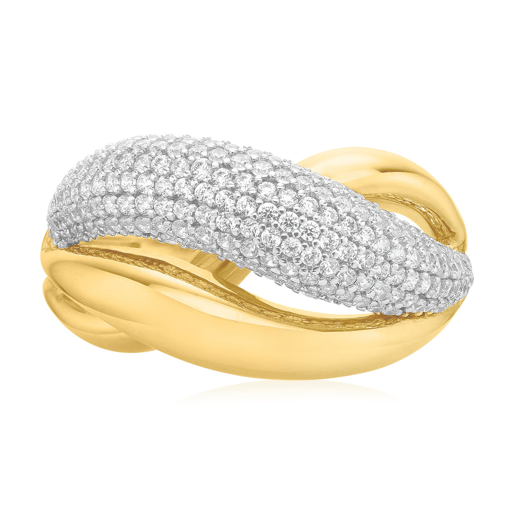 9ct Yellow Gold Rhodium Plated with Round Cut Cubic Zirconia Rings – Zamels